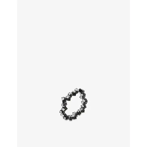 LA MAISON COUTURE Myriam Soseilos Sterling Silver Enamel, And White Sapphire Ring - Black