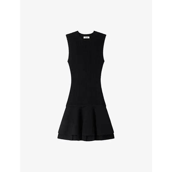 Sandro Sleeveless Ruffled Hem Mini Dress