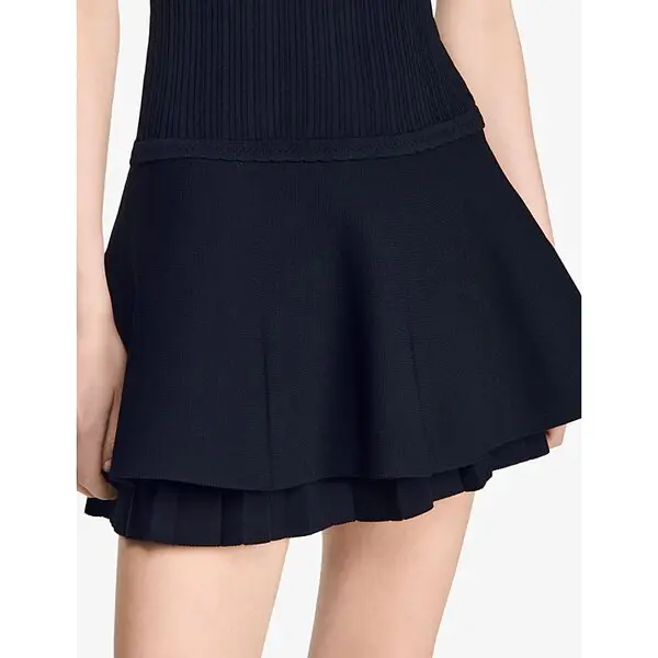 Sandro Sleeveless Ruffled Hem Mini Dress