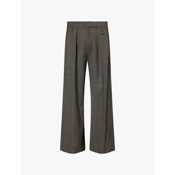 Simone Rocha Wide-leg Wool-blend Check Trousers