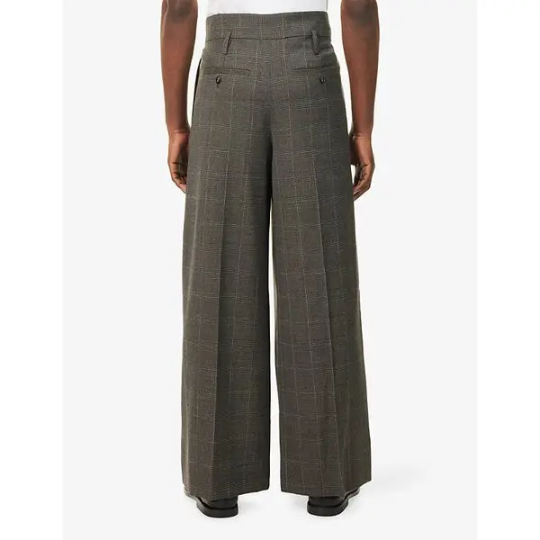 Simone Rocha Wide-leg Wool-blend Check Trousers