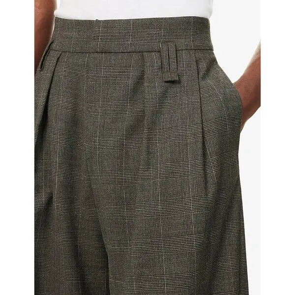 Simone Rocha Wide-leg Wool-blend Check Trousers
