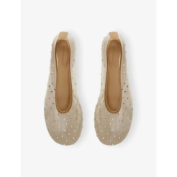 Dear Frances Balla Crystal Embellished Mesh Ballet Flats