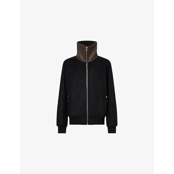 Rick Owens Dracuflight High-neck Wool Bomber Jacket - Black