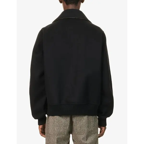 Rick Owens Dracuflight High-neck Wool Bomber Jacket - Black