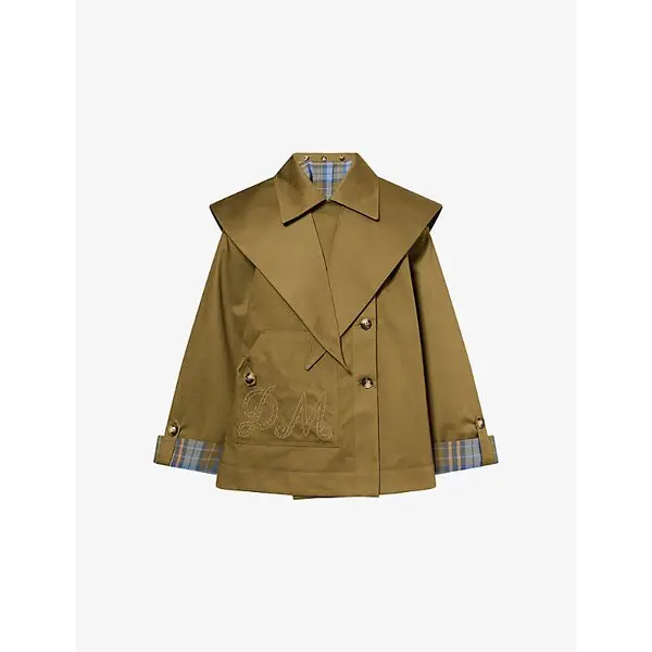 DAMSON MADDER Jerry Cropped Cotton-twill Trench Coat - Olive