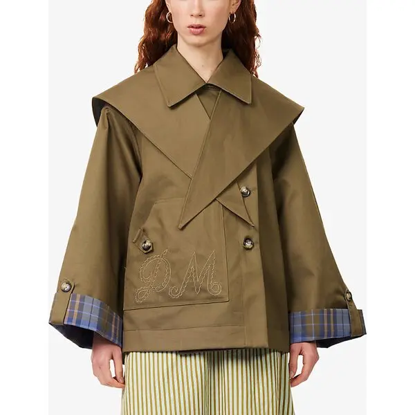 DAMSON MADDER Jerry Cropped Cotton-twill Trench Coat - Olive