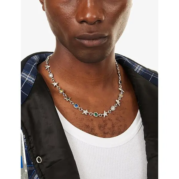 TWOJEYS Sterling Plated Brass Star Link Necklace