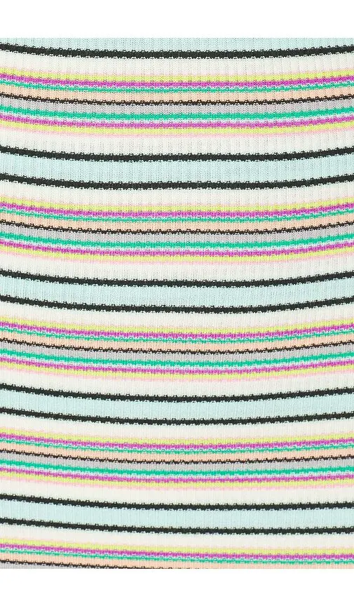 AFRM Ribbed Halterneck Mini Dress With Stripes