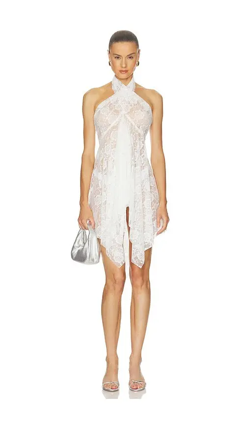 Norma Kamali Convertible Lace Halterneck Dress - White