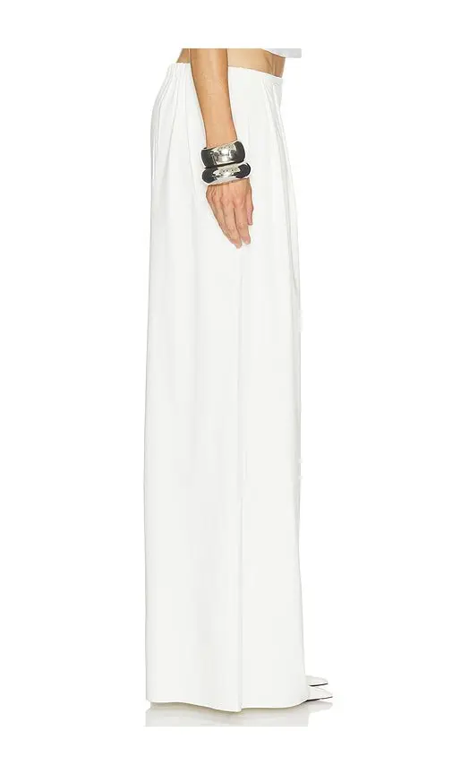 Norma Kamali Pleated Faux Suede Wide-leg Trousers - White
