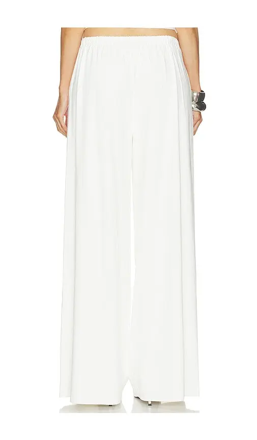 Norma Kamali Pleated Faux Suede Wide-leg Trousers - White