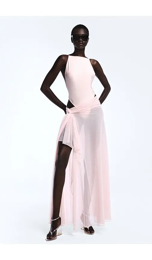Revolve Draped Maxi Skirt With Asymmetric Detail - Pink
