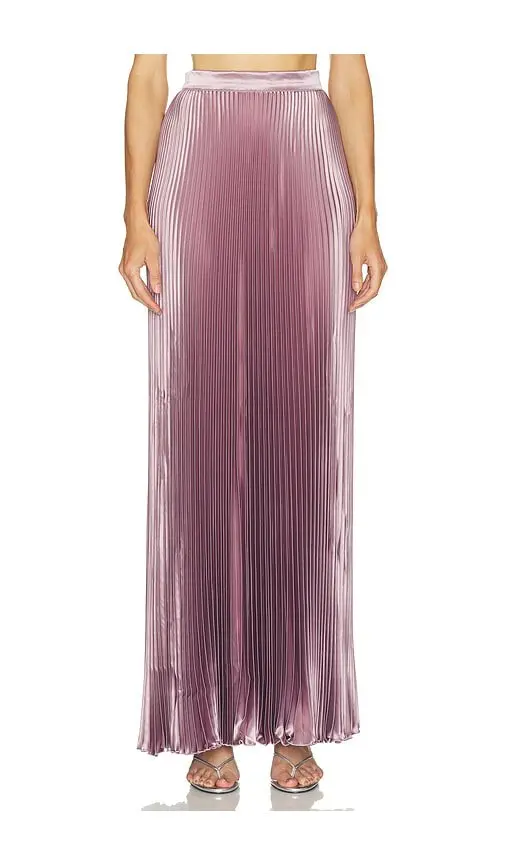 L'IDEE Pleated Satin Maxi Skirt - Purple