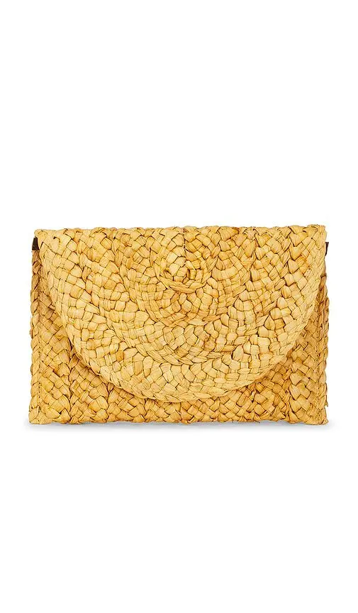 LOVERS AND FRIENDS Woven Raffia Clutch