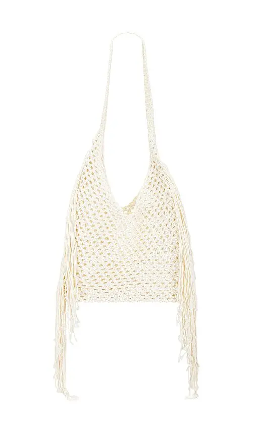 LOVERS AND FRIENDS Crochet Shoulder Bag With Fringe - Ivory