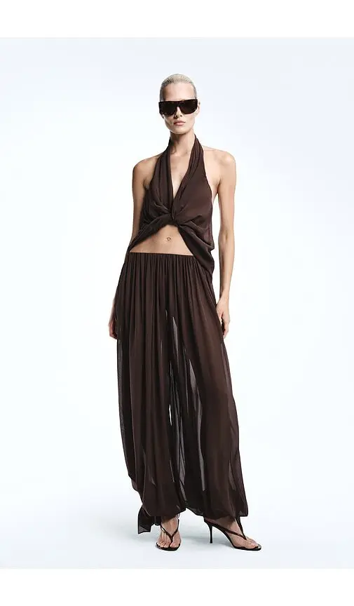 Revolve Adela Georgette Silk Top - Brown