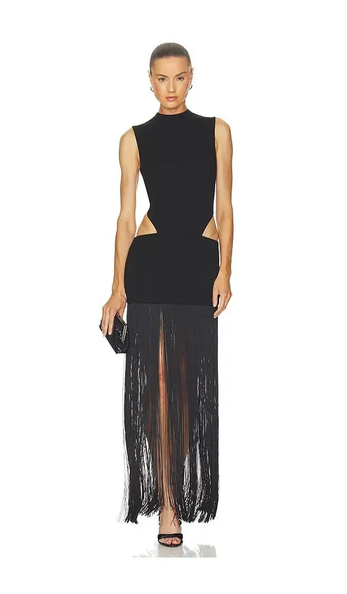 Nbd Shabana Maxi Dress With Fringed Hem