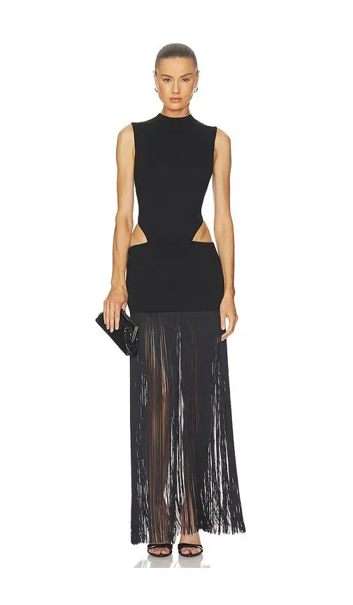 Nbd Shabana Maxi Dress With Fringed Hem