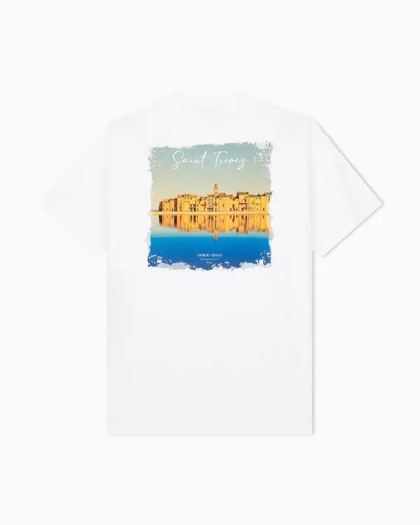 Giorgio Armani Cotton Interlock Jersey T-shirt With Print On The Back