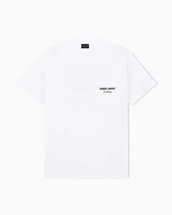 Giorgio Armani Cotton Interlock Jersey T-shirt With Print On The Back