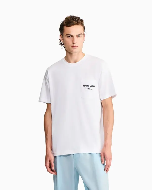 Giorgio Armani Cotton Interlock Jersey T-shirt With Print On The Back