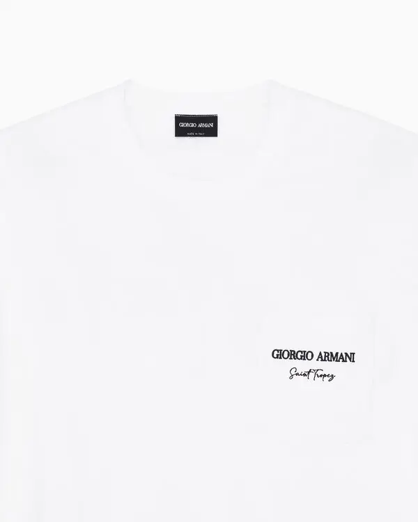 Giorgio Armani Cotton Interlock Jersey T-shirt With Print On The Back