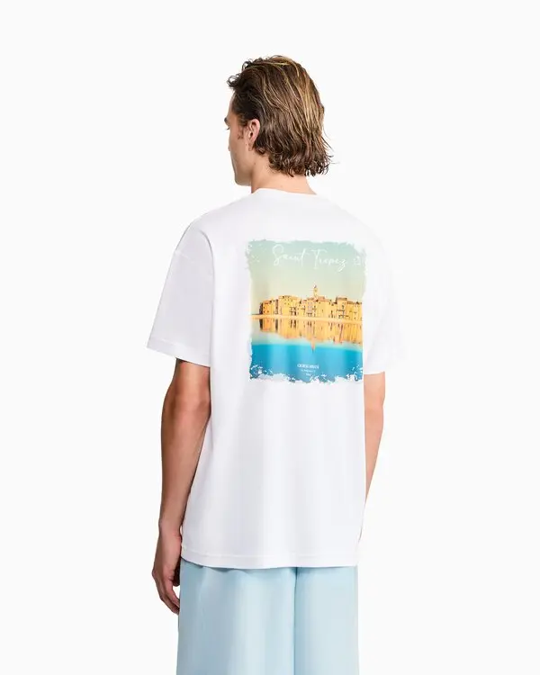 Giorgio Armani Cotton Interlock Jersey T-shirt With Print On The Back