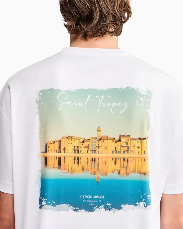 Giorgio Armani Cotton Interlock Jersey T-shirt With Print On The Back