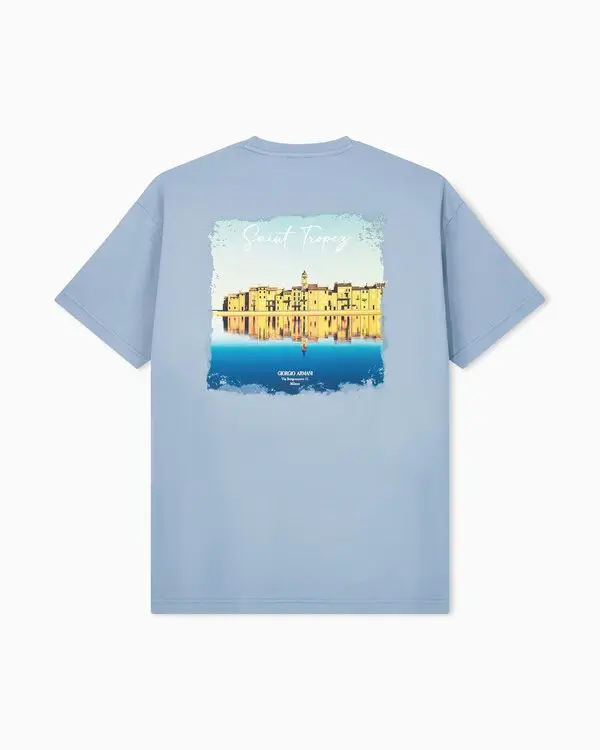 Giorgio Armani Cotton Interlock Jersey T-shirt With Print On The Back - Patterned