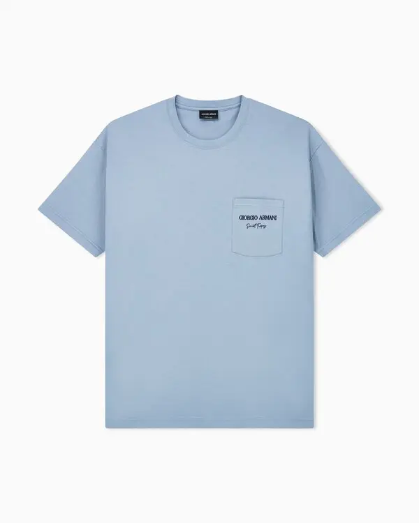 Giorgio Armani Cotton Interlock Jersey T-shirt With Print On The Back