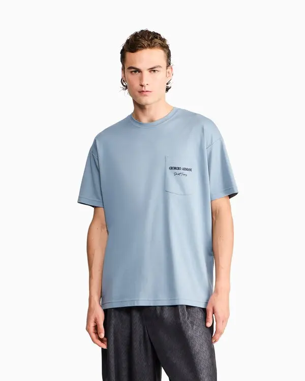 Giorgio Armani Cotton Interlock Jersey T-shirt With Print On The Back