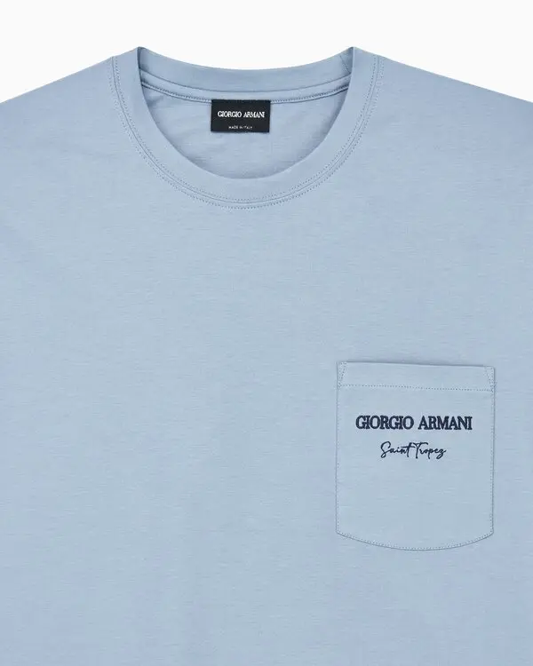 Giorgio Armani Cotton Interlock Jersey T-shirt With Print On The Back