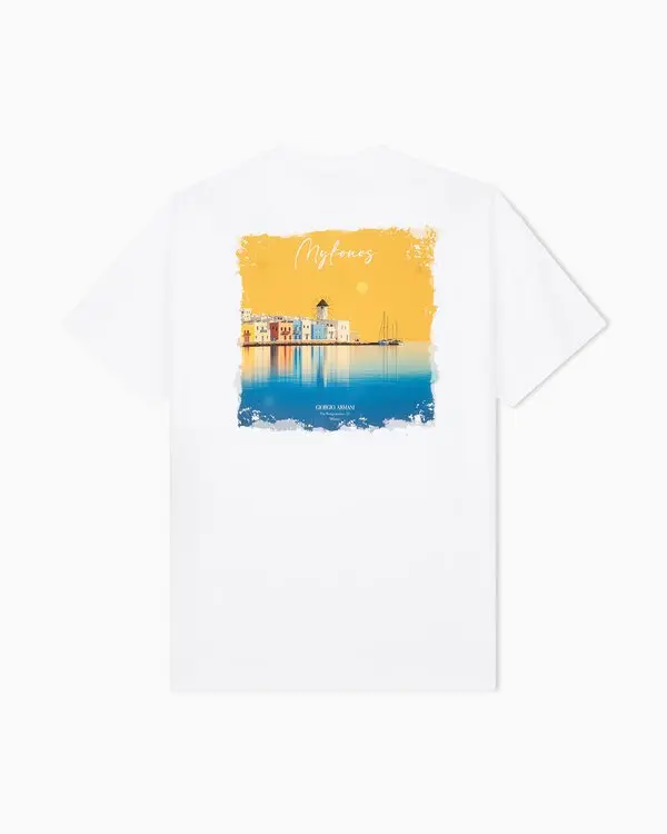 Giorgio Armani Cotton Interlock Jersey T-shirt With Print On The Back - Patterned