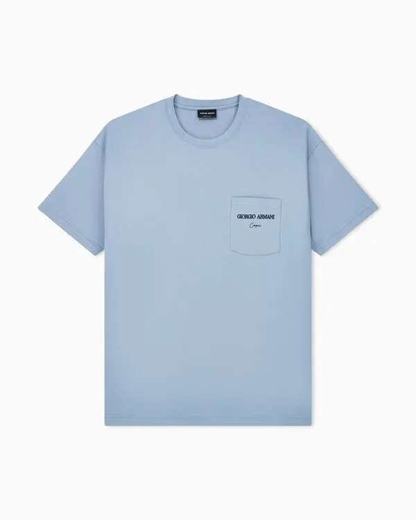 Giorgio Armani Cotton Interlock Jersey T-shirt With Print On The Back