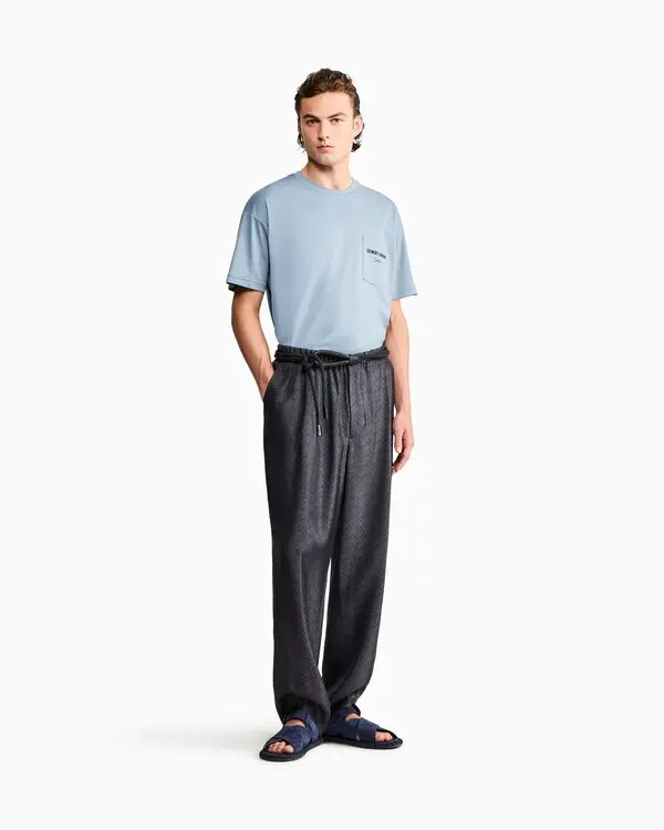 Giorgio Armani Cotton Interlock Jersey T-shirt With Print On The Back