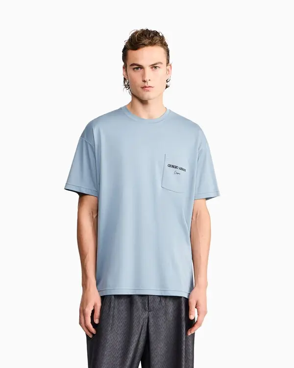 Giorgio Armani Cotton Interlock Jersey T-shirt With Print On The Back