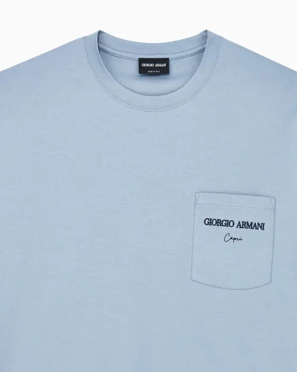 Giorgio Armani Cotton Interlock Jersey T-shirt With Print On The Back