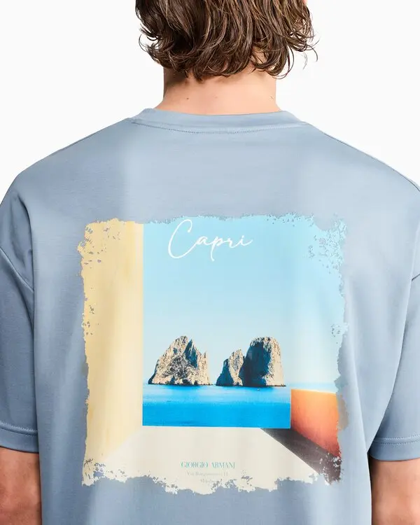 Giorgio Armani Cotton Interlock Jersey T-shirt With Print On The Back