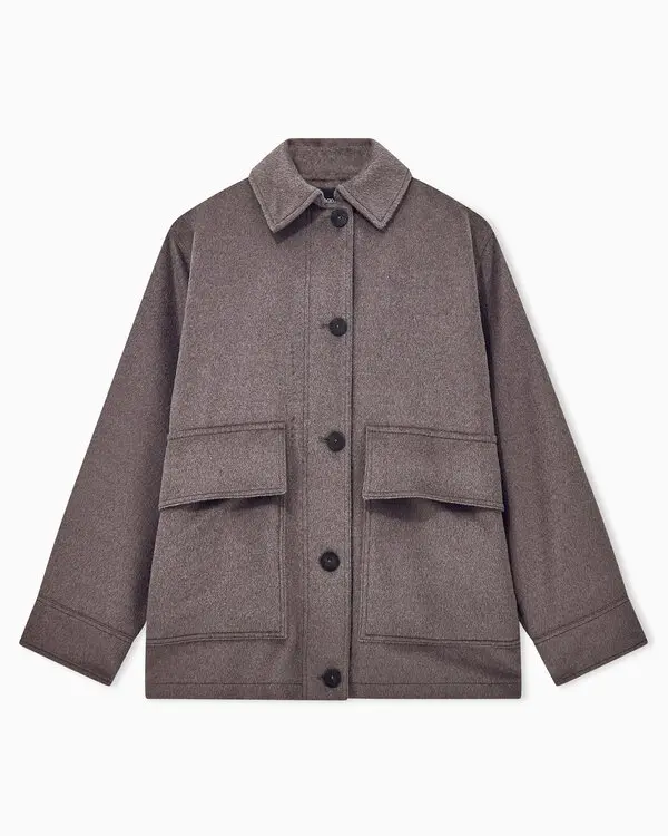 Giorgio Armani Caban Coat Regular Fit In Llama Wool With Patch Pockets