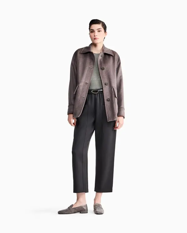 Giorgio Armani Caban Coat Regular Fit In Llama Wool With Patch Pockets