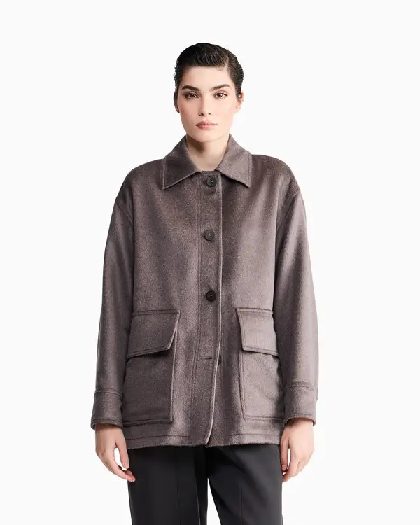 Giorgio Armani Caban Coat Regular Fit In Llama Wool With Patch Pockets