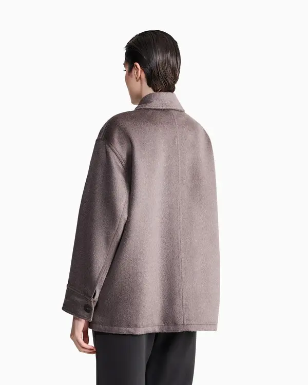 Giorgio Armani Caban Coat Regular Fit In Llama Wool With Patch Pockets