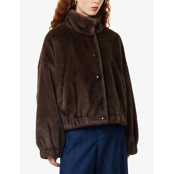 Max Mara Long-sleeve Faux-fur Short Coat