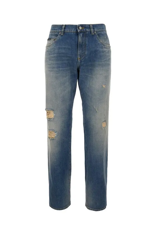 Dolce & Gabbana Distressed Light Wash Denim Jeans