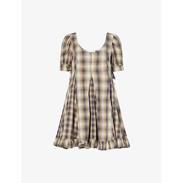 DAMSON MADDER Sabina Check Mini Cotton Mini Dress