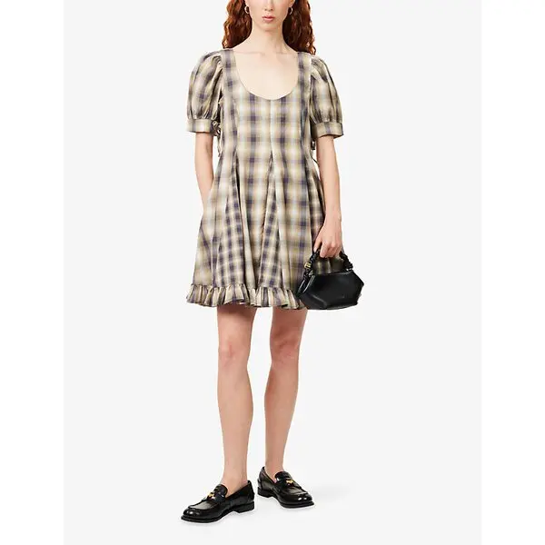 DAMSON MADDER Sabina Check Mini Cotton Mini Dress