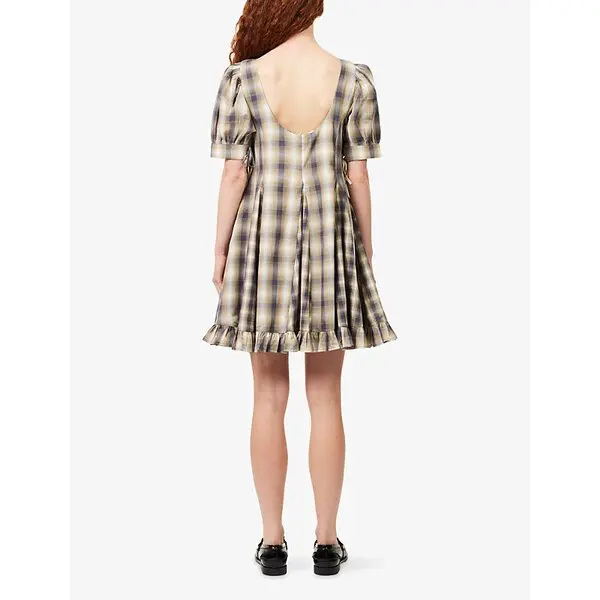 DAMSON MADDER Sabina Check Mini Cotton Mini Dress