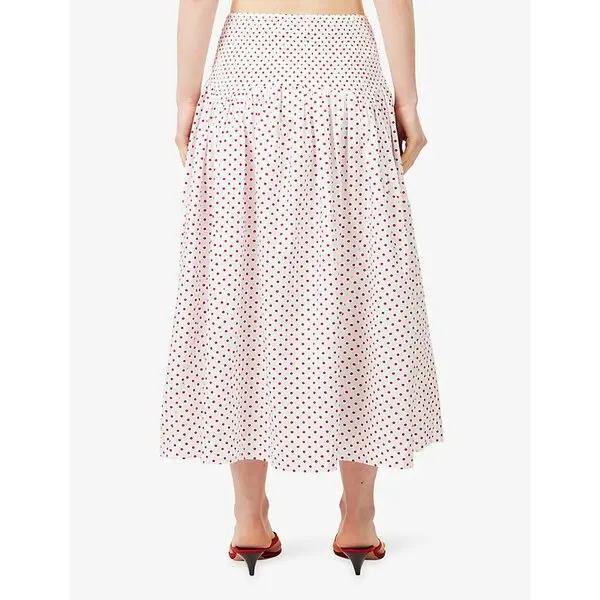 DAMSON MADDER Layla Polka-dot Cotton Midi Skirt