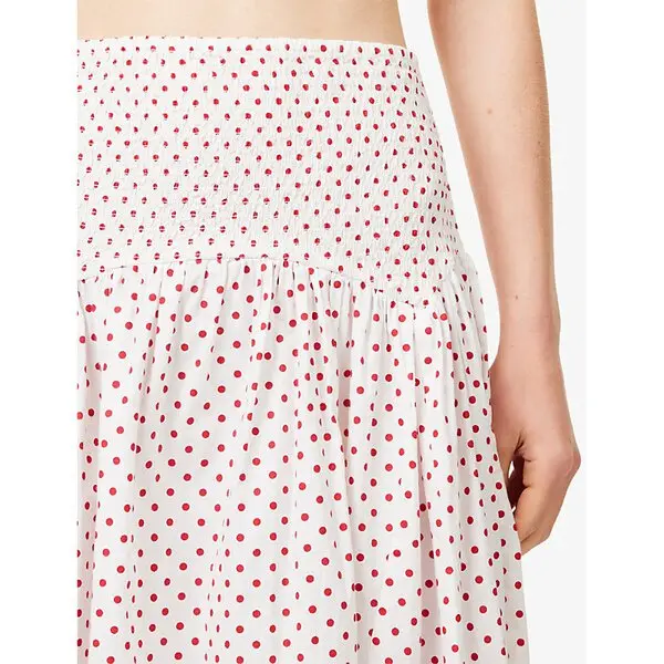 DAMSON MADDER Layla Polka-dot Cotton Midi Skirt